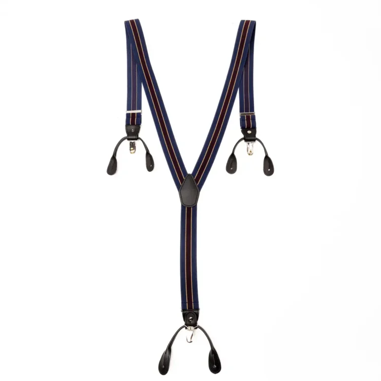Navy & Burgundy Convertible Suspenders - Hariom's Tailor Jakarta